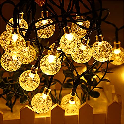 beenSOLE Solar String Lights Outdoor, 30.6ft 50 LED Crystal Globe Cafe Lights with 8 Lighting Modes, Waterproof Solar Powered Patio Lights for Outdoor Garden Yard Porch Party Decor (Warm White)