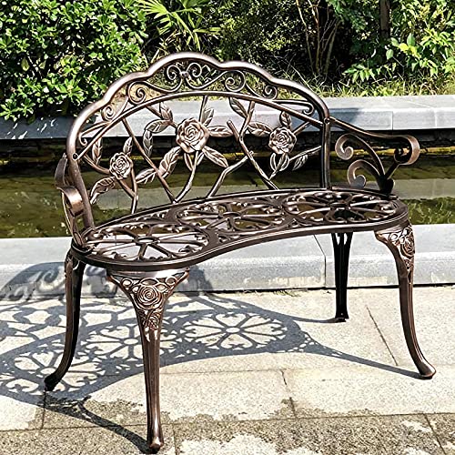 JOYBASE Outdoor Bench, Metal Patio Bench, Cast Iron Bench, Porch Bench, Cast Aluminum Bench, Garden Bench, Bronze