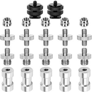 camera mount screw,chromlives 1/4 to 3/8 tripod screw adapter,1/4 to 1/4 screw,3/8-20 converter thread screw adapter,camera hot shoe mount adapter to 1/4 for camera monopod,ballhead flash light,22pack