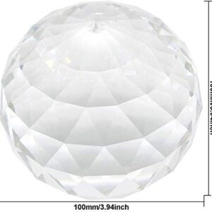 Clear Glass Crystal Ball Prism Suncatcher Rainbow Maker, Sphere Faceted Gazing Ball for Window, Feng Shui, Home Office Garden Decoration(100mm/3.94inch)