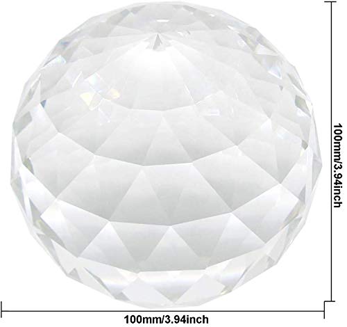 Clear Glass Crystal Ball Prism Suncatcher Rainbow Maker, Sphere Faceted Gazing Ball for Window, Feng Shui, Home Office Garden Decoration(100mm/3.94inch)