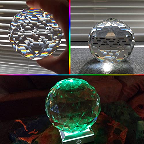 Clear Glass Crystal Ball Prism Suncatcher Rainbow Maker, Sphere Faceted Gazing Ball for Window, Feng Shui, Home Office Garden Decoration(100mm/3.94inch)