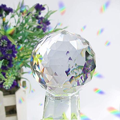 Clear Glass Crystal Ball Prism Suncatcher Rainbow Maker, Sphere Faceted Gazing Ball for Window, Feng Shui, Home Office Garden Decoration(100mm/3.94inch)