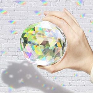 Clear Glass Crystal Ball Prism Suncatcher Rainbow Maker, Sphere Faceted Gazing Ball for Window, Feng Shui, Home Office Garden Decoration(100mm/3.94inch)