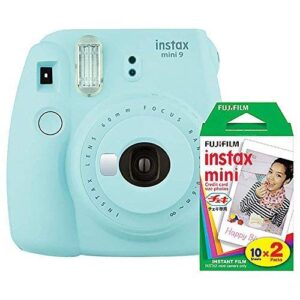 fujifilm instax mini 9 instant camera (ice blue) with film twin pack bundle (2 items)