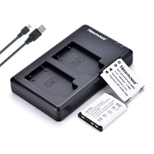 newmowa np-45 np-45s replacment battery (2 pack) and dual usb charger kit for fujifilm instax mini 90 and finepix xp50 xp60 xp70 xp80 xp90 xp120 xp130 xp140 t350 t360 t400 t500 t510 t550 jx500 jx520