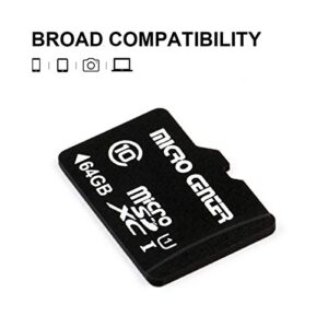 Micro Center 64GB Class 10 MicroSDXC Flash Memory Card with Adapter for Mobile Device Storage Phone, Tablet, Drone & Full HD Video Recording - 80MB/s UHS-I, C10, U1 (1 Pack)