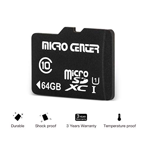 Micro Center 64GB Class 10 MicroSDXC Flash Memory Card with Adapter for Mobile Device Storage Phone, Tablet, Drone & Full HD Video Recording - 80MB/s UHS-I, C10, U1 (1 Pack)