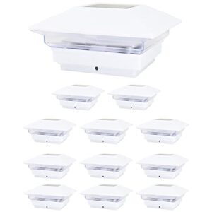 12 pack white outdoor garden 4 x 4 solar led post deck cap square fence light landscape lamp lawn pvc vinyl wood