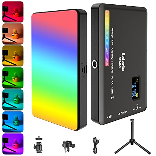 RGB Video Light Portable LED Camera Light Panel 360° Full Color LED Camera Light CRI95+ Dimmable 2500K-9000K, 3100mAh Rechargeable LED DSLR Lighting for Photography, Video Conference, YouTube, TikTok