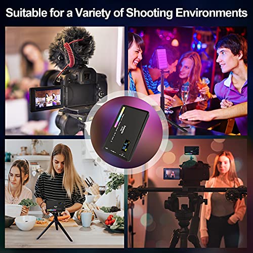 RGB Video Light Portable LED Camera Light Panel 360° Full Color LED Camera Light CRI95+ Dimmable 2500K-9000K, 3100mAh Rechargeable LED DSLR Lighting for Photography, Video Conference, YouTube, TikTok