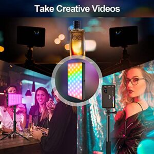 RGB Video Light Portable LED Camera Light Panel 360° Full Color LED Camera Light CRI95+ Dimmable 2500K-9000K, 3100mAh Rechargeable LED DSLR Lighting for Photography, Video Conference, YouTube, TikTok