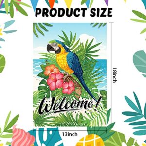 Parrot Garden Flag Parrot Yard Sign Beach Party Decorations Garden Decor Lawn Outdoor Decorations Yard Flags Welcome Tropical Rest Outdoor Ornament Double Side Welcome Summer House Flag Summer Garden Banner