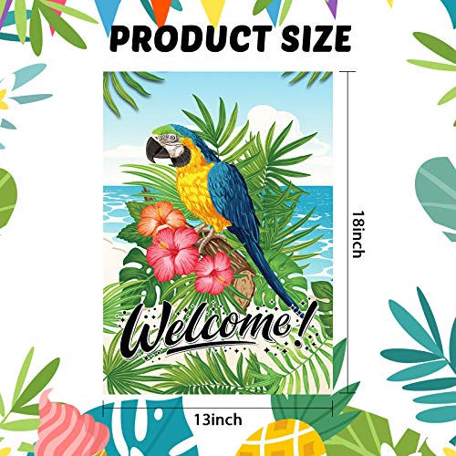 Parrot Garden Flag Parrot Yard Sign Beach Party Decorations Garden Decor Lawn Outdoor Decorations Yard Flags Welcome Tropical Rest Outdoor Ornament Double Side Welcome Summer House Flag Summer Garden Banner