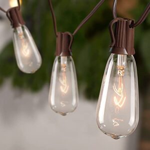 pallerina outdoor edison string lights 20ft with 22 edison bulbs, vintage bistro lights st40 patio string lights for garden backyard party wedding umbrella, e17 base 7 watt bulbs- brown wire