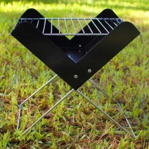 ZRSL Barbecue for Garden Party, Small Portable Picnic Grill, Fire Pit BBQ Silver Chrome Cooking Net Fire Pits for Garden Suitable for Garden, Terrace, Camping.