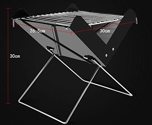 ZRSL Barbecue for Garden Party, Small Portable Picnic Grill, Fire Pit BBQ Silver Chrome Cooking Net Fire Pits for Garden Suitable for Garden, Terrace, Camping.