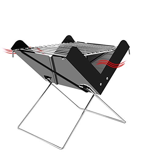 ZRSL Barbecue for Garden Party, Small Portable Picnic Grill, Fire Pit BBQ Silver Chrome Cooking Net Fire Pits for Garden Suitable for Garden, Terrace, Camping.