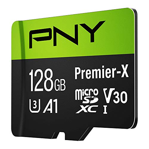 PNY 128GB Premier-X Class 10 U3 V30 microSDXC Flash Memory Card - 100MB/s, Class 10, U3, V30, A1, 4K UHD, Full HD, UHS-I, micro SD