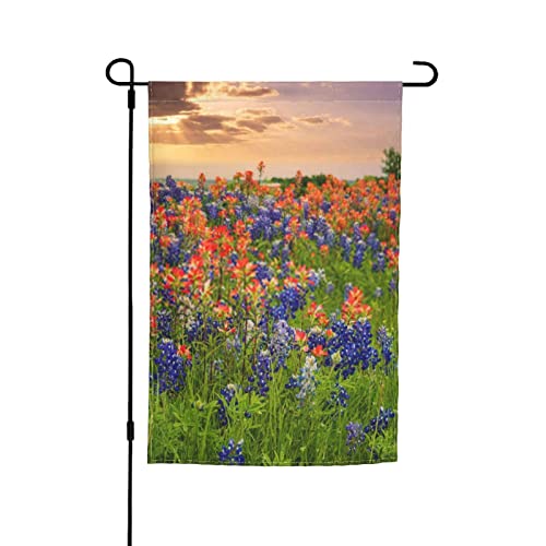 12x18in Garden Flag Texas Bluebonnets Scenery Double Sided Christmas Garden Flag Outdoor Decorative Flags For Winter Outdoor Garden Yard Lawn Christmas Easter Decoration