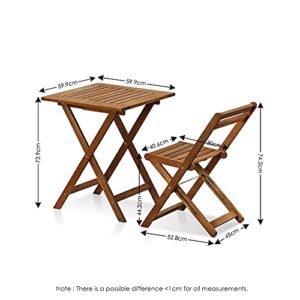 FURINNO Tioman Hardwood Patio Furniture Set C 3 Piece Bistro Set, Natural