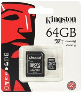 kingston digital 64 gb microsd class 10 uhs-1 memory card 30mb/s with adapter (sdcx10/64gb)