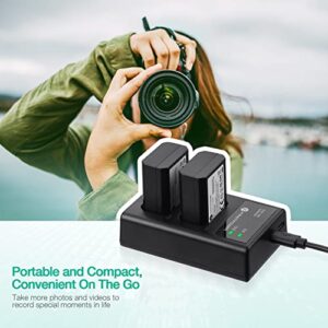 FirstPower NP-FW50 Battery 2-Pack and USB Dual Charger Compatible with Sony A6000 A6300 A6400 A6500 A7 A7II A7RII A7SII A7S A7S2 A7R A7R2 A5100 A5000 RX10 RX10II III Cameras