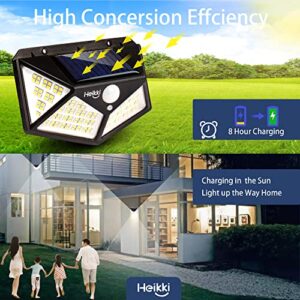 Heikki Solar Lights Outdoor, New Upgraded 162 LED/ 3 Modes Motion Sensor Security Lights with 270° Wide Lighting Angle, IP65 Waterproof Solar Powered Lights for Garden Fence Garage Patio (6 Pack)