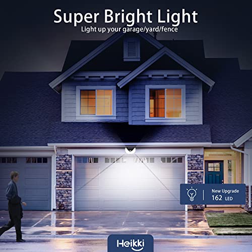 Heikki Solar Lights Outdoor, New Upgraded 162 LED/ 3 Modes Motion Sensor Security Lights with 270° Wide Lighting Angle, IP65 Waterproof Solar Powered Lights for Garden Fence Garage Patio (6 Pack)