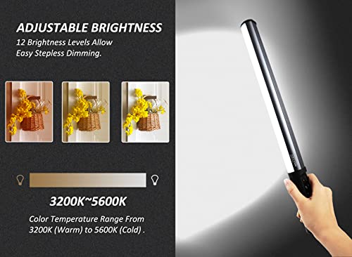 RGB Handheld LED Photography Light Wand ,9-Color Video Light Stick, Tripod Photography Kit, Built-in Rechargeable Battery, 1000 Lumens Adjustable 3200K-5600K