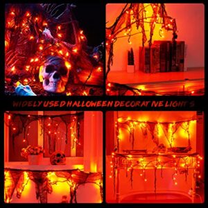 Halloween Decorations Halloween Lights 36 Orange Bulbs 7 Drops Plug In Halloween String Lights with Black Gauzes, Connectable Halloween Decor for Indoor Outdoor Halloween Party Home Mantel Garden Yard