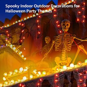 Halloween Decorations Halloween Lights 36 Orange Bulbs 7 Drops Plug In Halloween String Lights with Black Gauzes, Connectable Halloween Decor for Indoor Outdoor Halloween Party Home Mantel Garden Yard