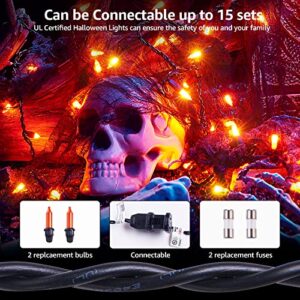 Halloween Decorations Halloween Lights 36 Orange Bulbs 7 Drops Plug In Halloween String Lights with Black Gauzes, Connectable Halloween Decor for Indoor Outdoor Halloween Party Home Mantel Garden Yard