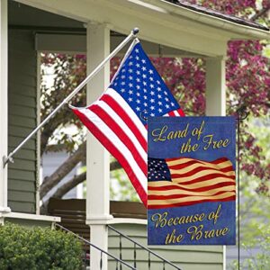 Dyrenson Home Decorative Outdoor 4th of July Patriotic Memorial Day Garden Flag Double Sided, Land of The Free Because of The Brave House Yard Flag, 9/11 Decorations, USA Holiday Outdoor Flag 12 x 18