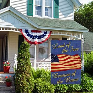 Dyrenson Home Decorative Outdoor 4th of July Patriotic Memorial Day Garden Flag Double Sided, Land of The Free Because of The Brave House Yard Flag, 9/11 Decorations, USA Holiday Outdoor Flag 12 x 18