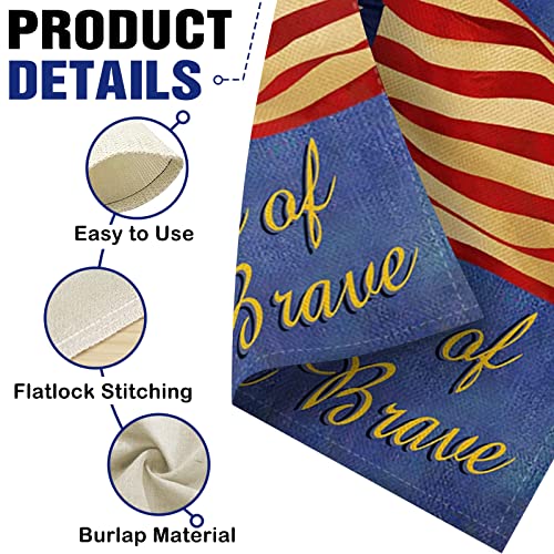 Dyrenson Home Decorative Outdoor 4th of July Patriotic Memorial Day Garden Flag Double Sided, Land of The Free Because of The Brave House Yard Flag, 9/11 Decorations, USA Holiday Outdoor Flag 12 x 18