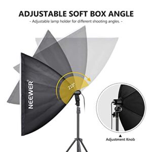 NEEWER 700W Equivalent Softbox Lighting Kit, 2Pack 5500K CFL Lighting Bulbs, 24x24 inches Softboxes with E27 Socket, Photography Continuous Lighting Kit Photo Studio Equipment