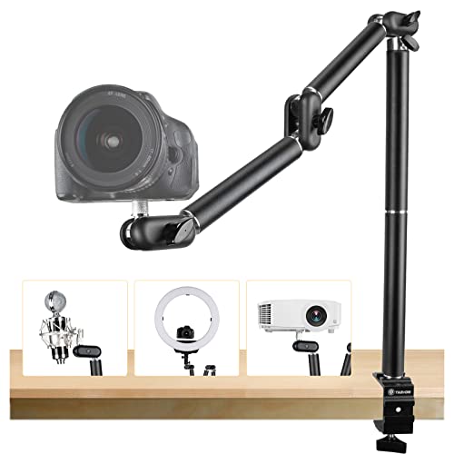 TARION Desk Camera Mount Stand Heavy Duty Articulated Camera Arm Articulating Table Mount Camera Stand Adjustable Flexible Gear Joints TKA01-L