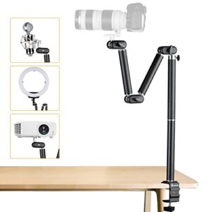 TARION Desk Camera Mount Stand Heavy Duty Articulated Camera Arm Articulating Table Mount Camera Stand Adjustable Flexible Gear Joints TKA01-L