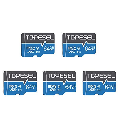 TOPESEL 64GB Micro SD Card SDXC 5 Pack Memory Cards UHS-I TF Card Class 10 for Camera/Phone/Galaxy/Drone/Dash Cam/GOPRO/Tablet/PC/Computer(5 Pack U1 64GB)