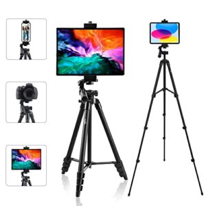 tablet tripod 53 inch ipad tripod aluminum smartphone tripod for iphone ipad pro camera mobile phone lightweight travel selfie stand tripod black