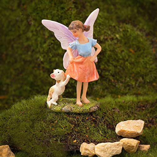 PRETMANNS Fairy Garden Fairies - Fairy Garden Accessories - Fairies for Fairy Garden Outdoor - Garden Fairy Figurine Ava with Cat for Miniature Garden - 1 Item