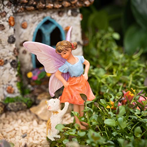 PRETMANNS Fairy Garden Fairies - Fairy Garden Accessories - Fairies for Fairy Garden Outdoor - Garden Fairy Figurine Ava with Cat for Miniature Garden - 1 Item