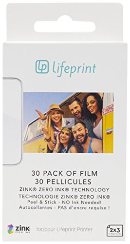 Lifeprint 30 pack of film for Lifeprint Augmented Reality Photo AND Video Printer. 2x3 Zero Ink sticky backed film