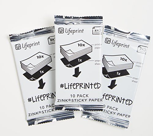 Lifeprint 30 pack of film for Lifeprint Augmented Reality Photo AND Video Printer. 2x3 Zero Ink sticky backed film