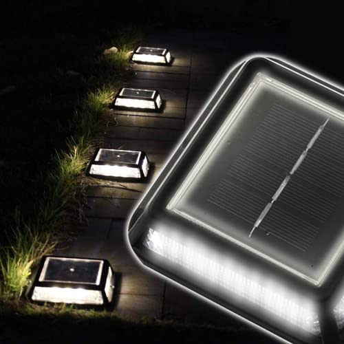 Japard Solar Road Stud Light, Driveway Marker Lights Bright White, Outdoor LED Solar Powered Boat Dock Lights Aluminum Waterproof Wireless Road Studs for Deck Step Stair Garden Ground Walkway