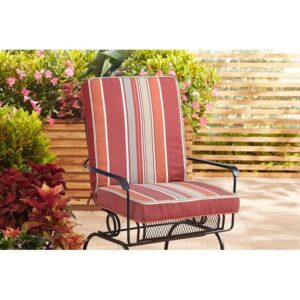 Red Striped High Back Premium Replacement Cushion 24 x 20 x 4 in & 20 x 20 x 4 in (Shipped in Resealable Vacuum Storage Bag) for Outdoor Patio Furniture