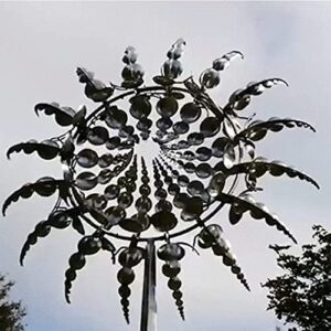 Unique and Magical Metal Windmill, 3D Wind Powered Kinetic Sculpture, Metal Wind Spinner Solar, Lawn Solar Wind Spinners for Yard and Garden, Wind Catchers Metal Outdoor Patio Decoration (32cm×32cm)