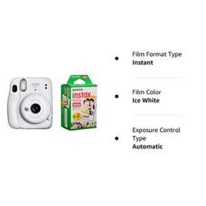 Fujifilm Instax Mini 11 Instant Film Camera, Ice White - with Fujifilm instax Mini Instant Daylight Film Twin Pack, 20 Exposures