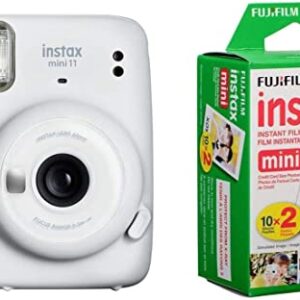 Fujifilm Instax Mini 11 Instant Film Camera, Ice White - with Fujifilm instax Mini Instant Daylight Film Twin Pack, 20 Exposures